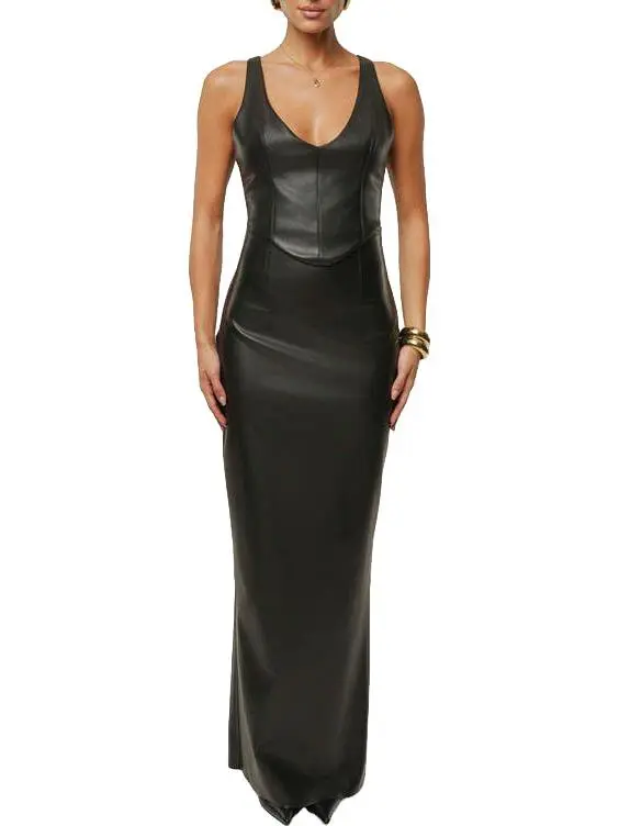 JLUXLABEL Tate Crop Faux Leather Tank - Black