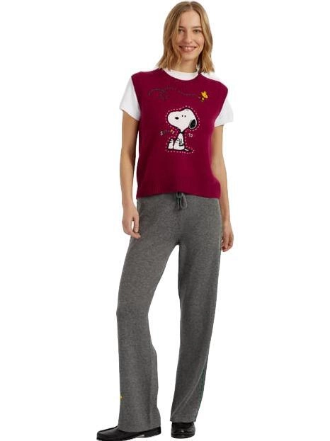 Chinti & Parker Wool-cashmere Snoopy & Woodstock Intarsia Tank - Cherry