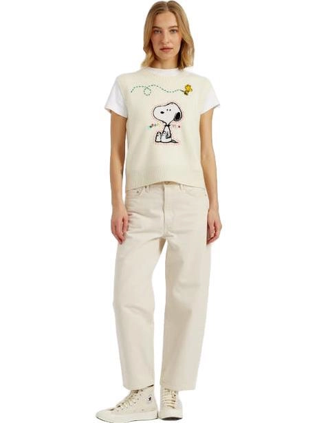 Chinti & Parker Wool-cashmere Snoopy & Woodstock Intarsia Tank - Cream
