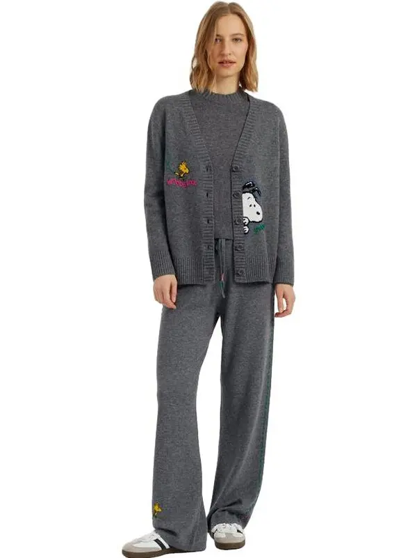 Chinti & Parker Wool-cashmere Snoopy Embroidered Cardigan - Grey