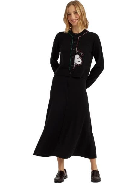 Chinti & Parker Wool-cashmere Snoopy Peep Cardigan - Black