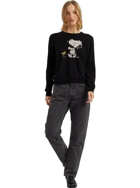 Chinti & Parker Wool-cashmere Snoopy Mummy Sweater - Black