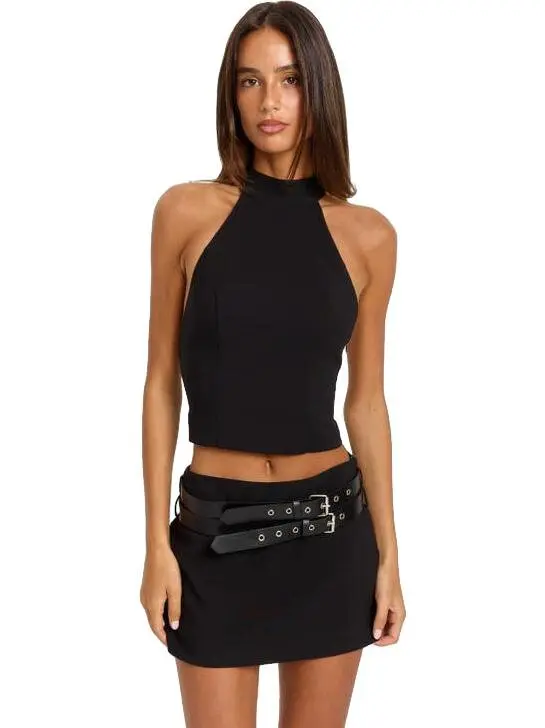 SASHA THERESE Wynonna Halter Top - Black