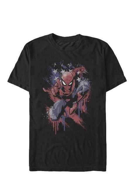 MARVEL: SPIDER-MAN Spidey Americana Pose Short Sleeve Graphic T-shirt - Black