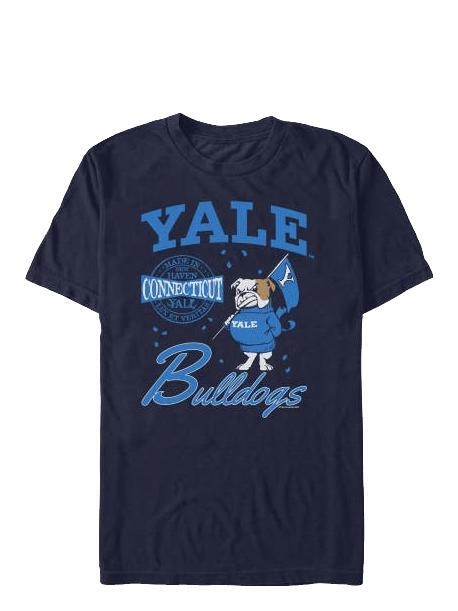 YALE UNIVERSITY Connecticut Bulldogs Badge Short Sleeve Graphic T-shirt - Navy Blue