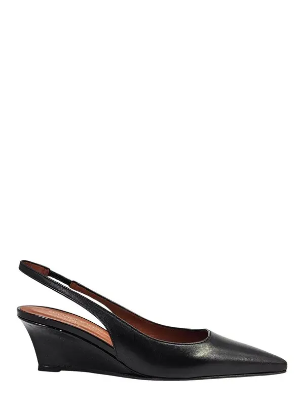 MADISON MAISON Loux Wedge Slingback In Leather - Black
