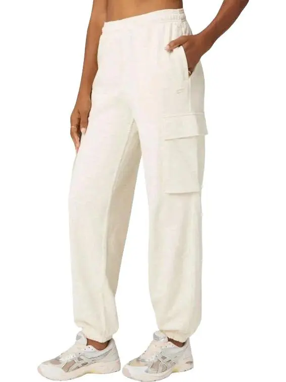 FABLETICS Year Round Terry Cargo Joggers - Bone Heather