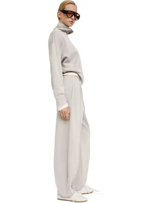 H&M Viscose-blend Barrel-leg Pants - Light Beige