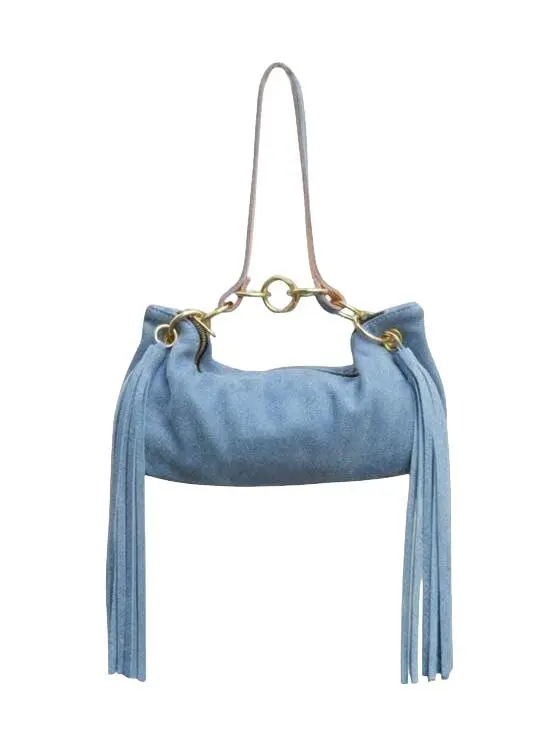 BEALICE Leather Shoulder Bag - Blue Denim