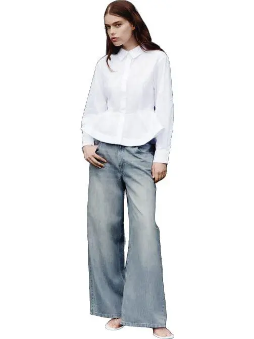 H&M Poplin Peplum Shirt - White