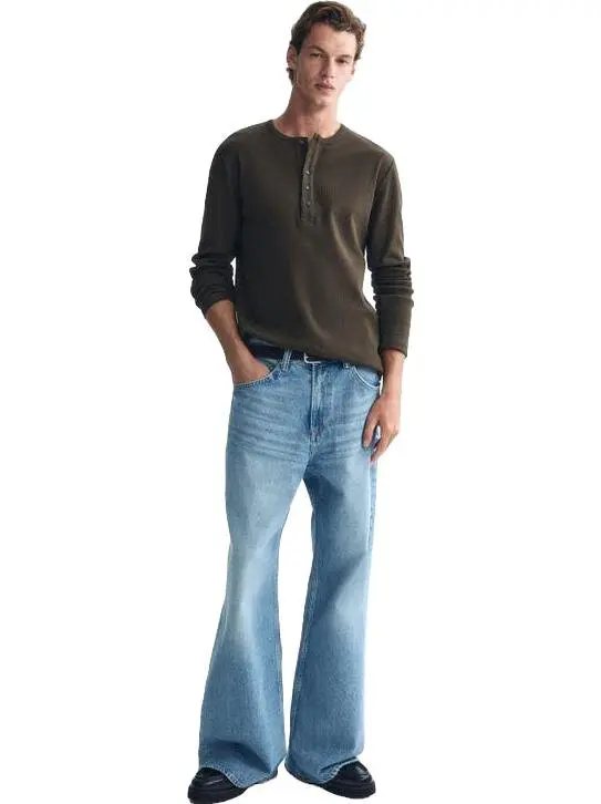 H&M Loose Bootcut Jeans In Rigid Cotton Denim - Light Denim Blue