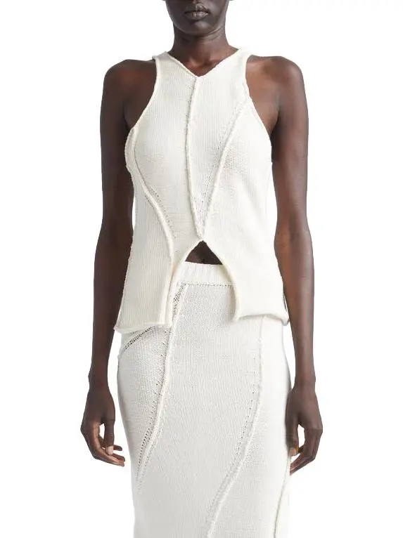 AISLING CAMPS Eddy Cotton Blend Sweater Tank - Ivory