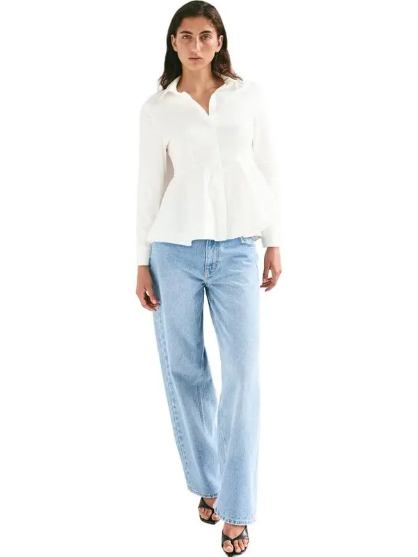 H&M Cotton Peplum Shirt - White