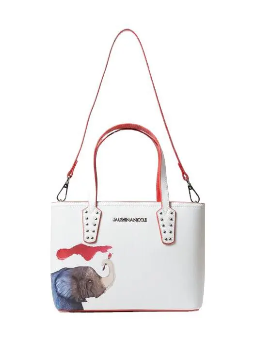 JAUSHINA NICOLE Elle Small Tote Handbag - White Print