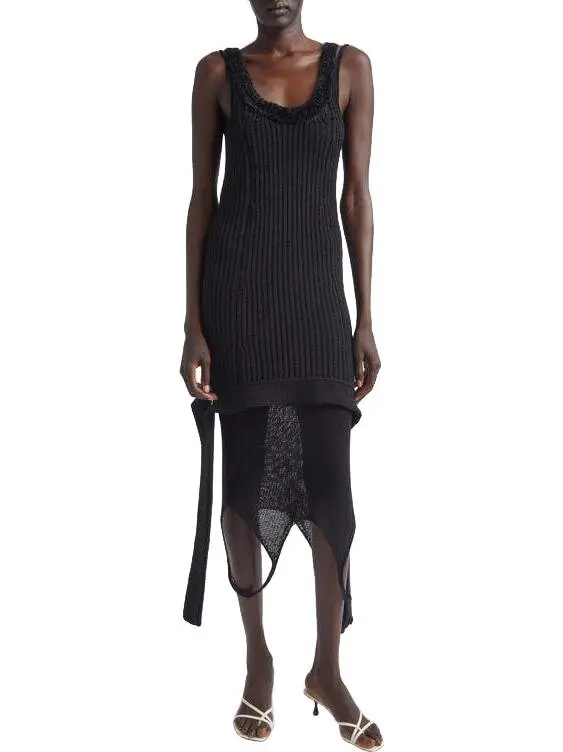 AISLING CAMPS Flip Cotton Blend Rib Sweater Tank - Black