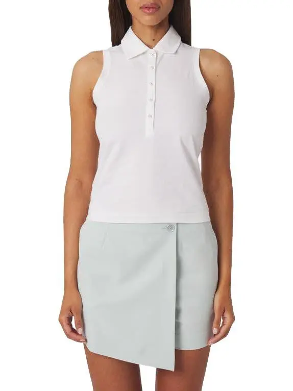 WILLIAMS ATHLETIC CLUB Val Sleeveless Polo With Imitation Pearl Buttons - White