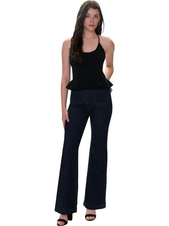 Rebecca Taylor Bailey Sweater Tank With Beaded T-strap And Ruffle Hem - Noir