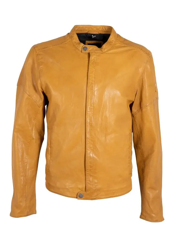 Mauritius Lightweight Lambskin Leather Jacket - Yellow