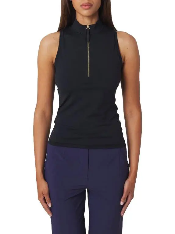 WILLIAMS ATHLETIC CLUB Tabitha Performance Half Zip Tank - Black