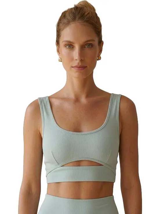 TRISKEL Peace Top With Square Neckline And Front Opening - Blue Ice