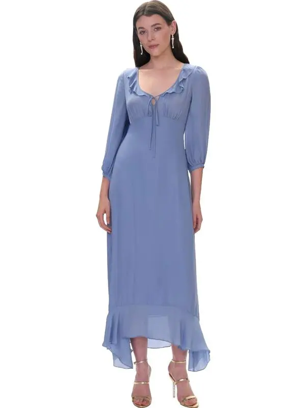 Rebecca Taylor Cecilia Ruffle Midi Dress - Cornflower