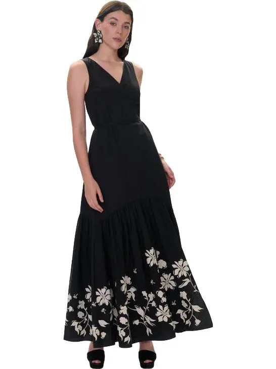 Rebecca Taylor Quinn Appliqué Maxi Dress - Noir