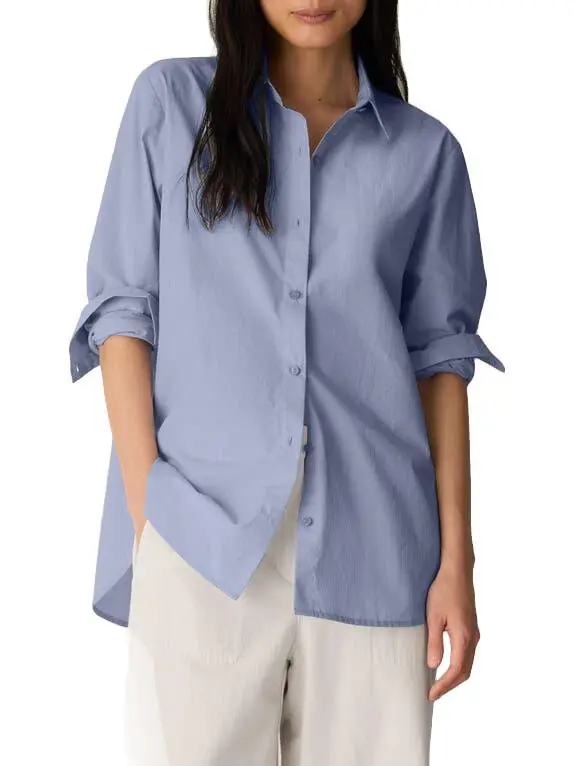 Eileen Fisher Organic Cotton Long Shirt - Delfina