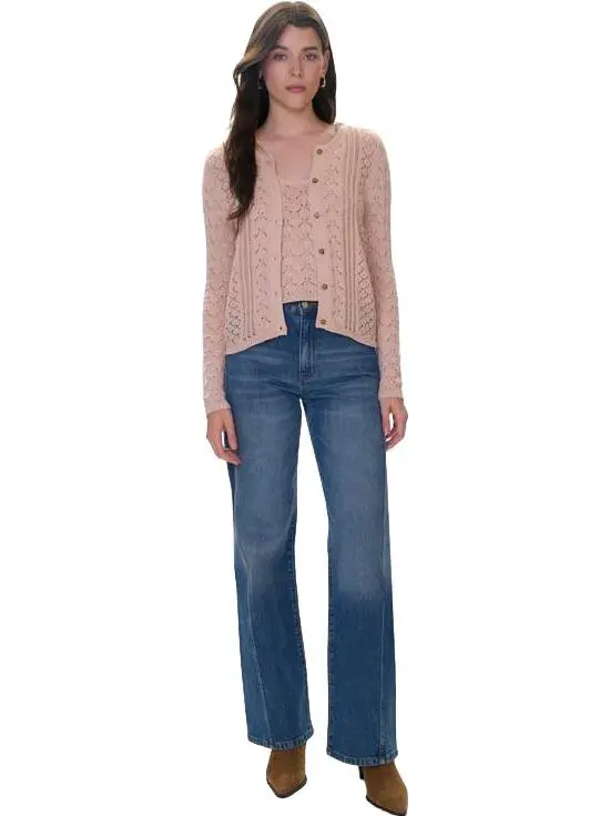 Rebecca Taylor Hannah Pointelle Cardigan - Desert Rose