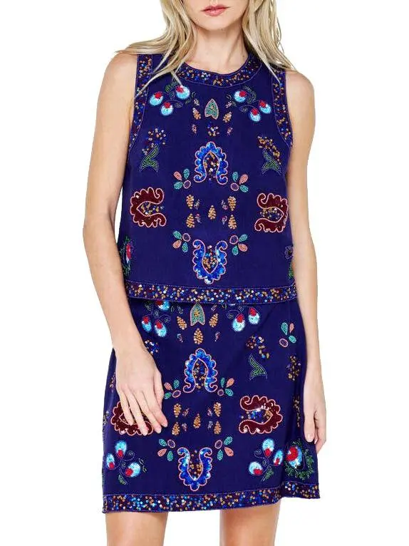 CIEBON Viveka Beaded Sleeveless Top - Navy