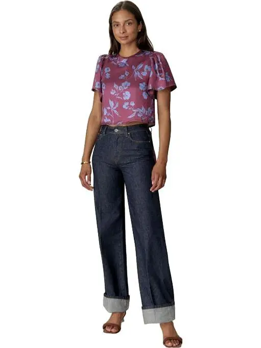 Rebecca Taylor Vivian Tie Top - Plum/cornflower Multi