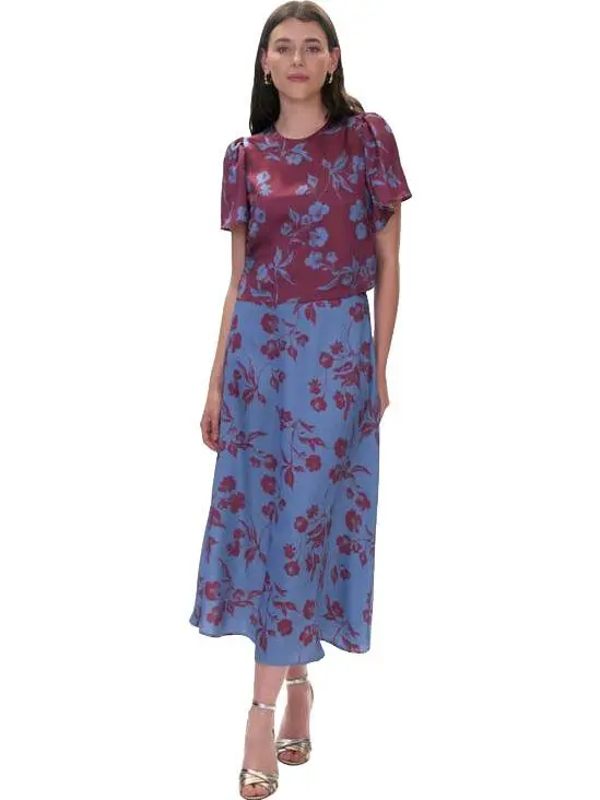 Rebecca Taylor Vivian Circle Skirt - Cornflower/plum Multi