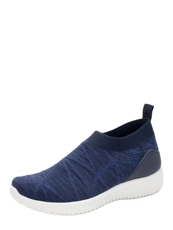 MIO MARINO Lightweight Geometric Knit Slip-on Sneakers - Navy