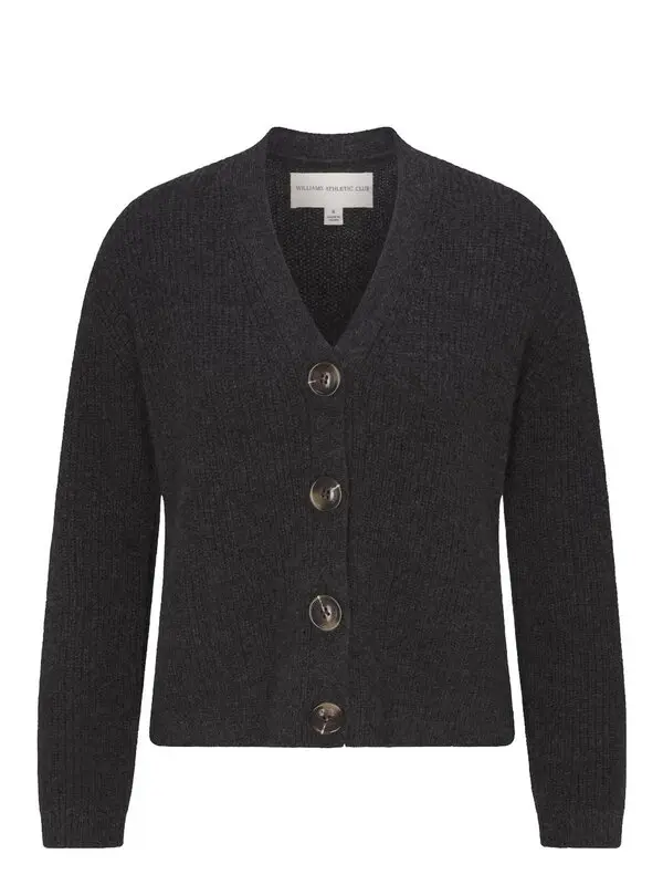 WILLIAMS ATHLETIC CLUB Emily Rib Cashmere Cardigan - Black