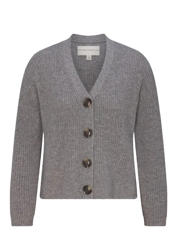 WILLIAMS ATHLETIC CLUB Emily Rib Cashmere Cardigan - Grey