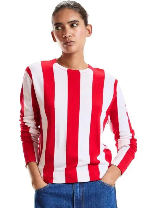 Cynthia Rowley Sideline Striped Pullover Sweater - Red