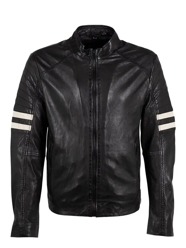 Mauritius Peter Leather Varsity Jacket - Black