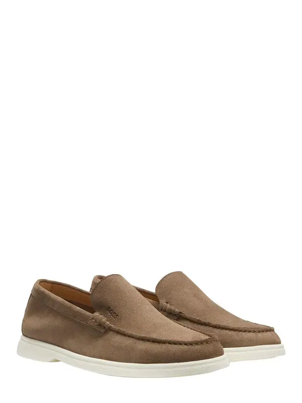BOSS Sienne Suede Loafer With Contrast Sole - Medium Beige
