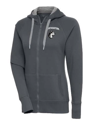 ANTIGUA Northeastern Huskies Victory Full-zip Hoodie - Charcoal