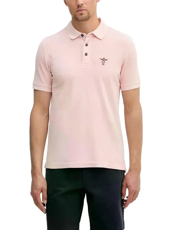 AERONAUTICA MILITARE Embroidered-logo Piqué Polo Shirt - Pink