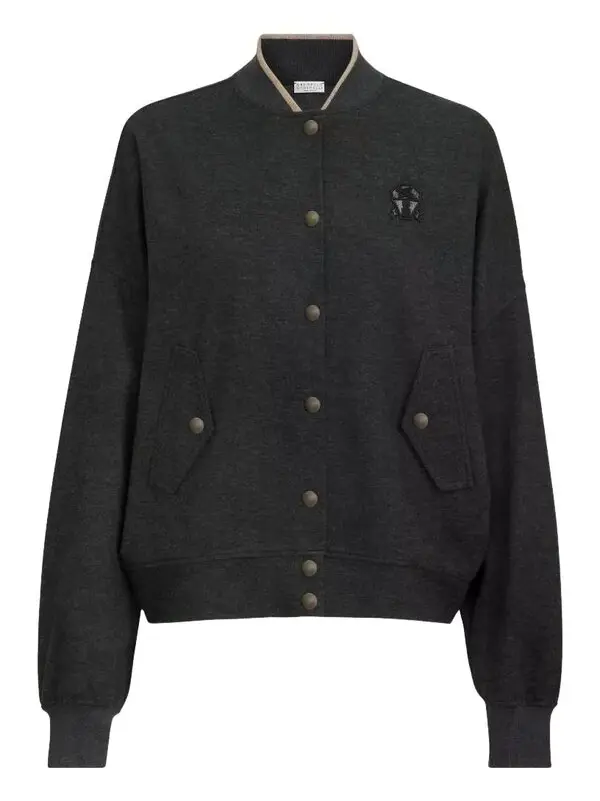 Brunello Cucinelli Logo Patch Bomber Jacket - Grey
