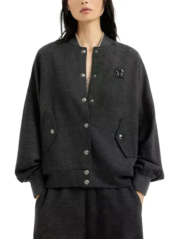 Brunello Cucinelli Logo Patch Bomber Jacket - Grey