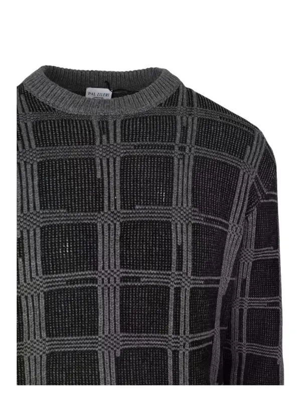 Pal Zileri Checked Intarsia-knit Sweater - Black