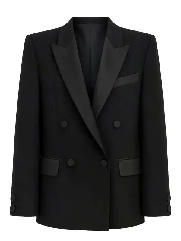 ROOM76 Double-breasted Peak-lapel Blazer - Black
