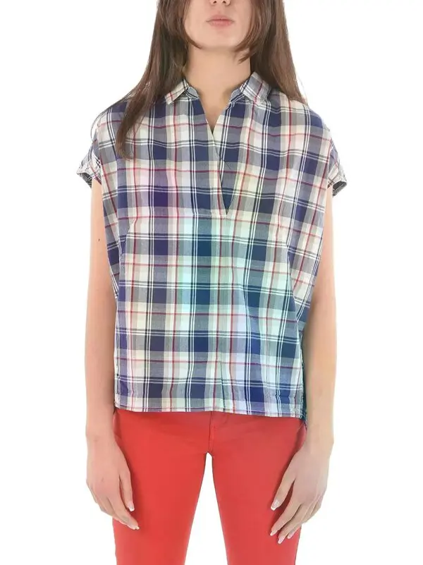 Woolrich Checked Johnny-collar Tunic - Blue