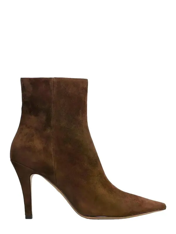 Lola Cruz Suede Pointed Toe Ankle Boots - Brown