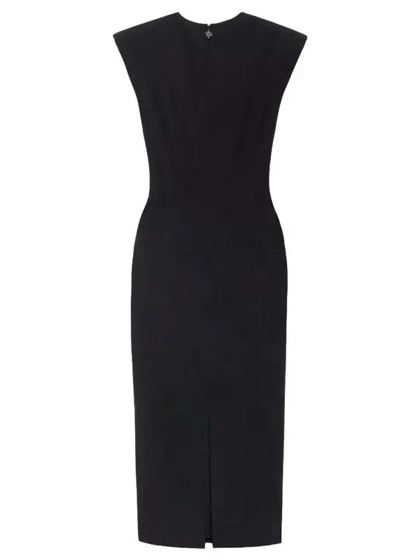 ANIYE BY Draped Padded-shoulder Midi Dress - Black