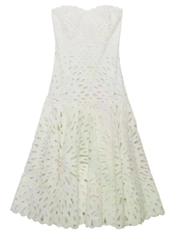 Simkhai Florence Embroidered Lace Midi Dress - White