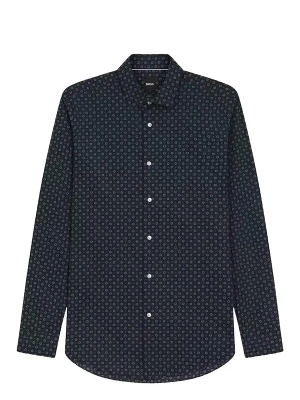 BOSS Geometric-print Long-sleeve Shirt - Blue