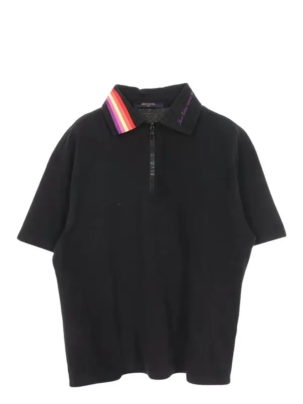 LOUIS VUITTON 2010s Logo-embroidered Polo Shirt - Black