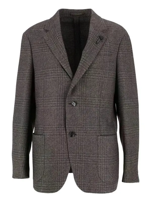 LARDINI Roma Prince Of Wales Check-pattern Blazer - Brown